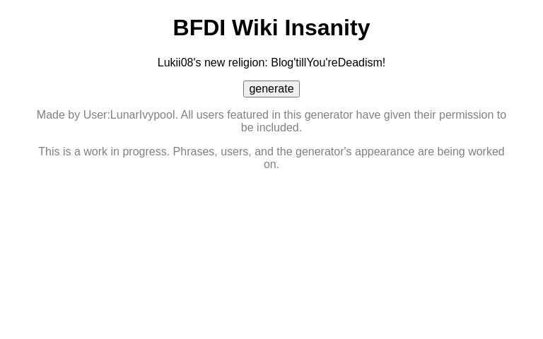 BFDI Wiki Insanity ― Perchance Generator