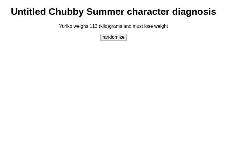 Untitled Chubby Summer character diagnosis ― Perchance Generator
