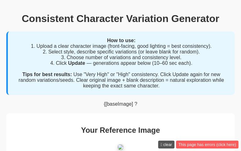 Consistent Character Variation Generator