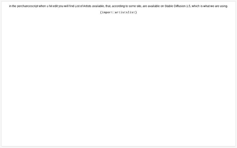 artists List ― Perchance Generator