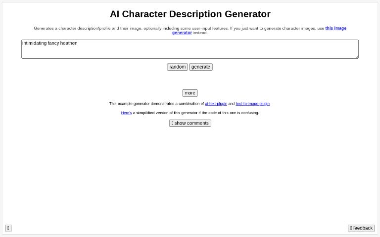 AI Character Description Generator