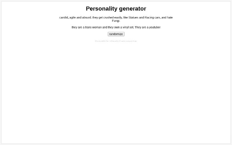 Personality generator