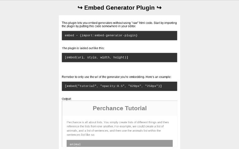 ↪︎ Embed Generator Plugin ↪︎