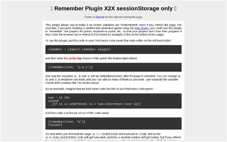 💾 Remember Plugin X2X sessionStorage only 💾