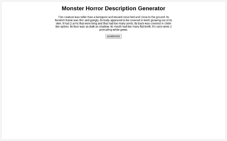 Monster Horror Description Generator