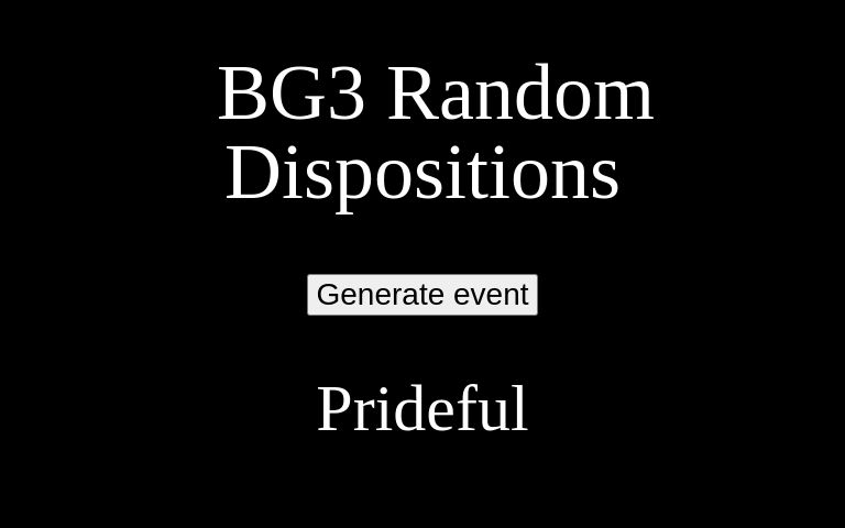 BG3 Random Dispositions ― Perchance Generator