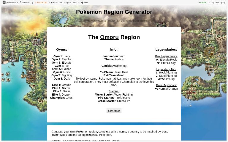 Pokemon Region Generator