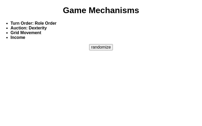 Game Mechanisms ― Perchance Generator