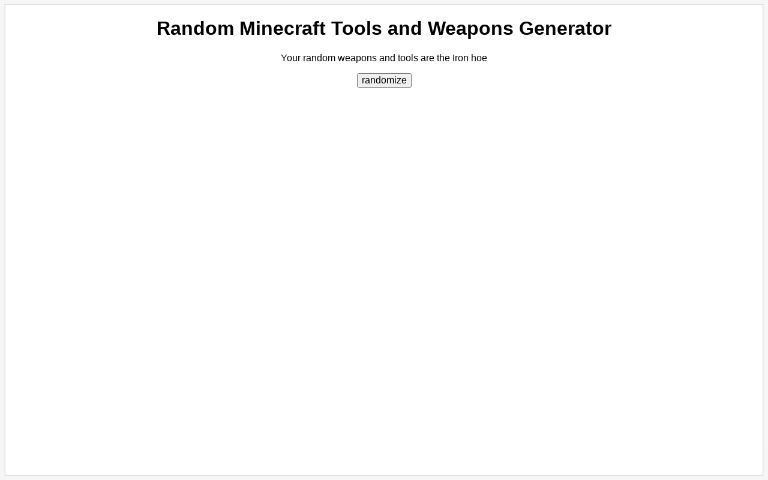 Random Minecraft Tools and Weapons Generator