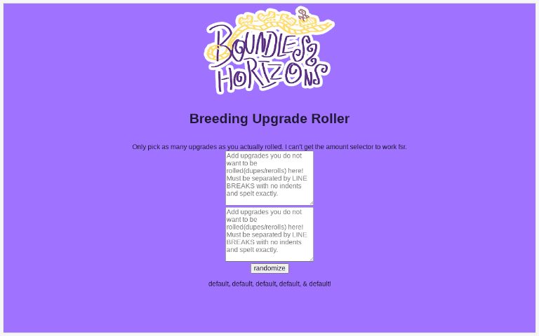 Breeding Upgrade Roller ― Perchance Generator