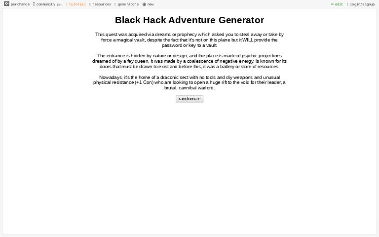Black Hack Adventure Generator