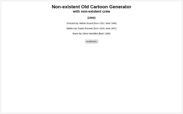 Non-existent Old Cartoon Generator