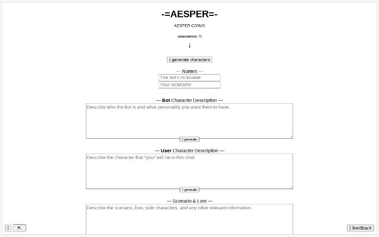 -=AESPER=- (free, no sign-up, fast, unlimited) ― Perchance Generator
