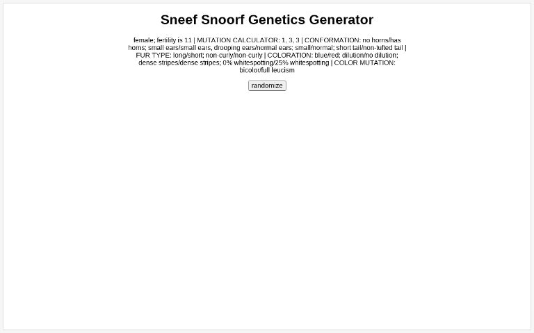 Sneef Snoorf Genetics Generator