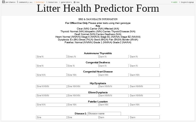 Litter Health Predictor Form ― Perchance Generator