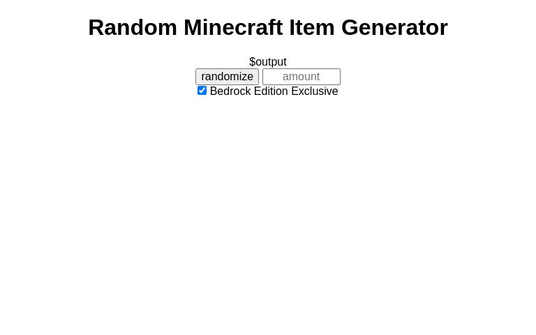Random Minecraft Item Generator
