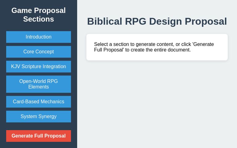 Biblical RPG Design Proposal ― Perchance Generator