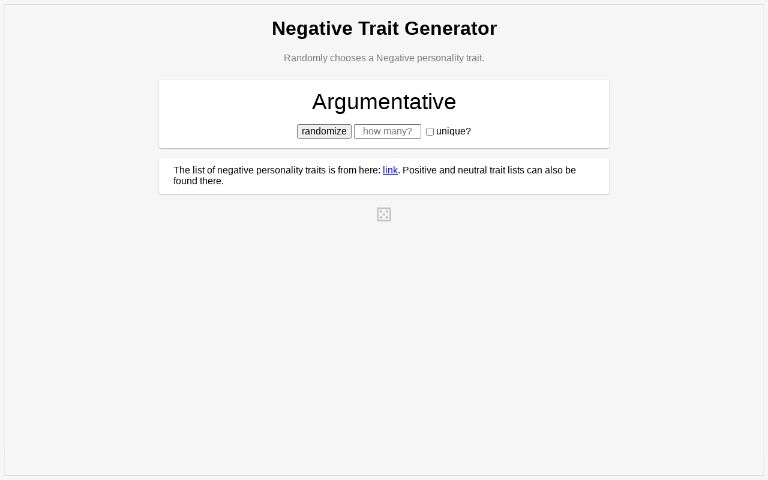 Negative Trait Generator ― Perchance