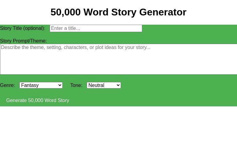 50,000 Word Story Generator