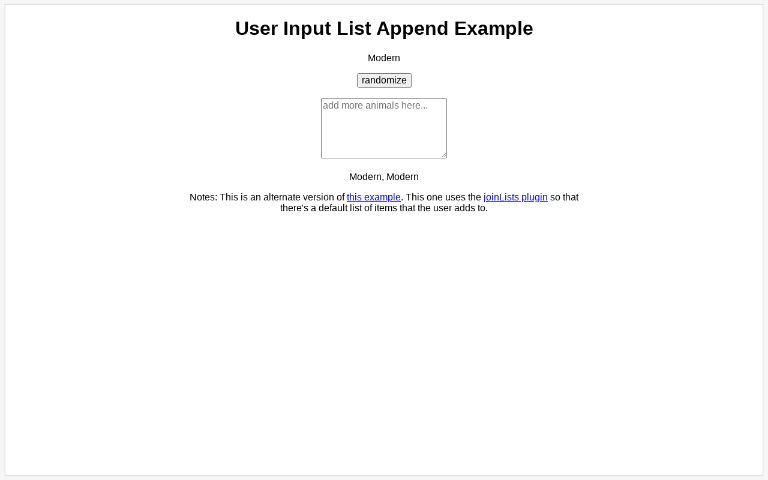 User Input List Append Example ― Perchance Generator