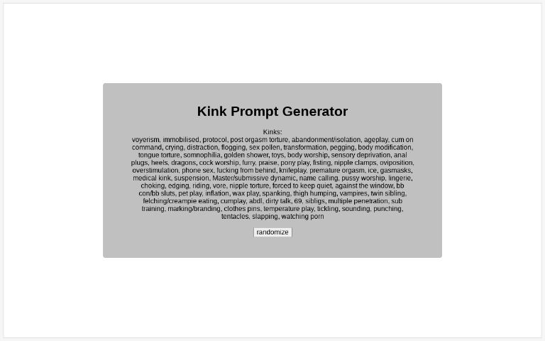 Kink Prompt Generator