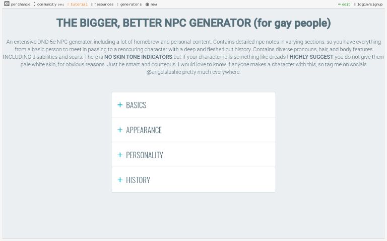 THE BIGGER, BETTER NPC GENERATOR (for gay people)