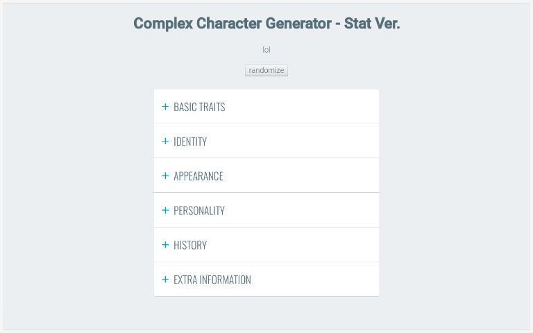 Complex Character Generator - Stat Ver.