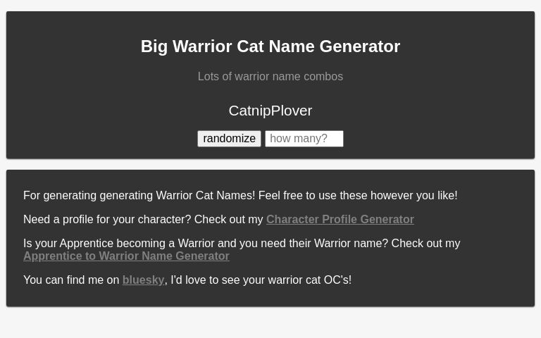 Kei's Big Warrior Cat Name Generator