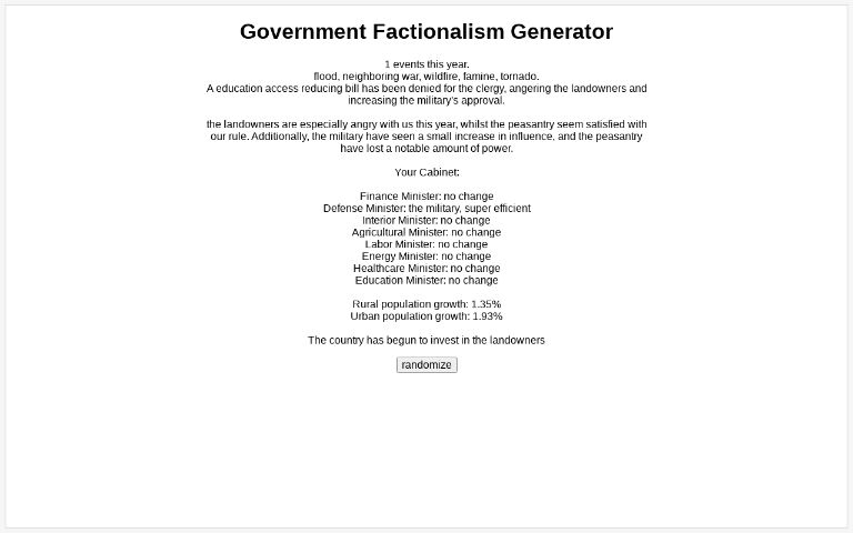 Government Factionalism Generator