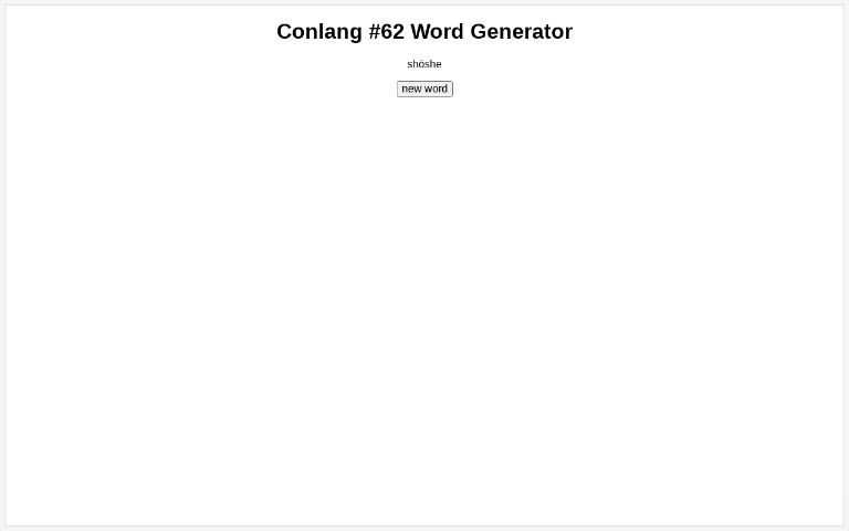 Conlang #62 Word Generator