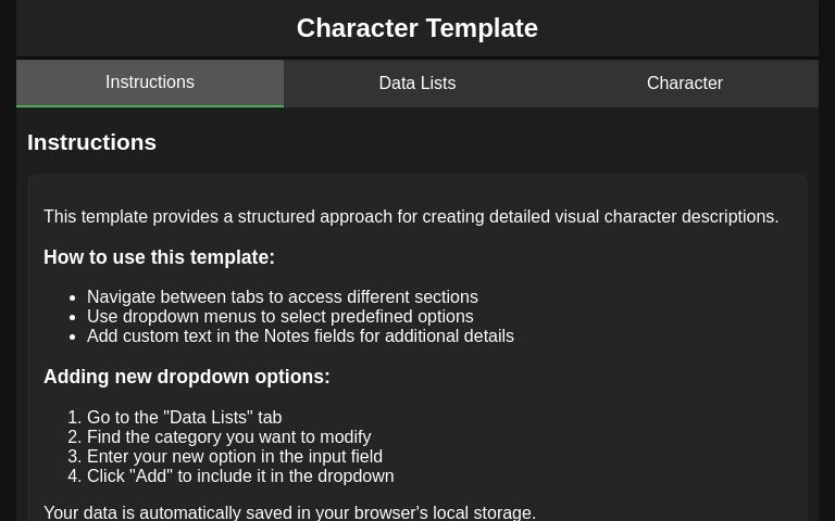 Character Template ― Perchance Generator