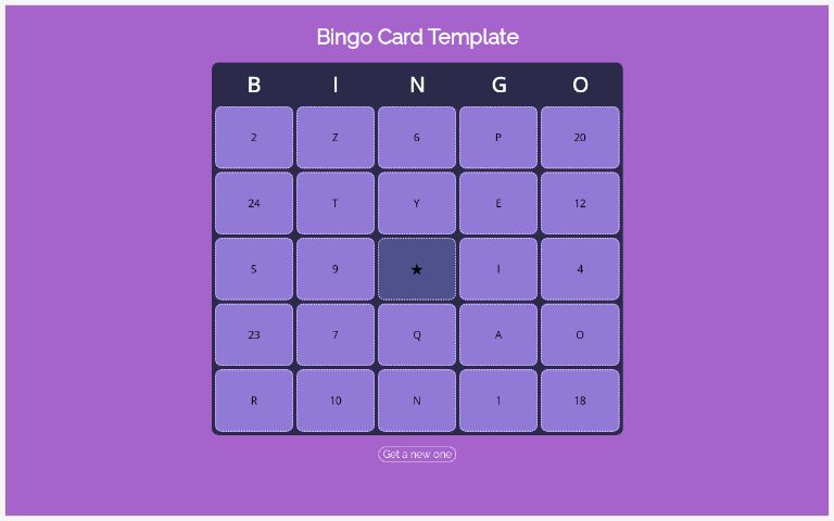 Bingo Card Template ― Perchance Generator