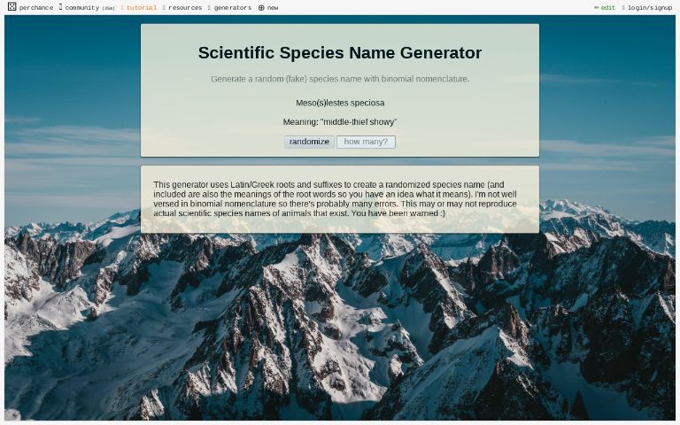 Scientific Species Name Generator