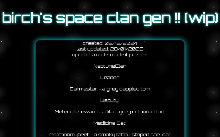 birch's space clan gen !! (wip)