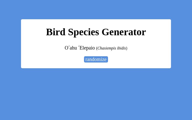 Bird Species Generator