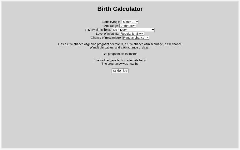 Birth Calculator ― Perchance Generator