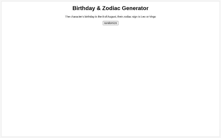 Birthday & Zodiac Generator