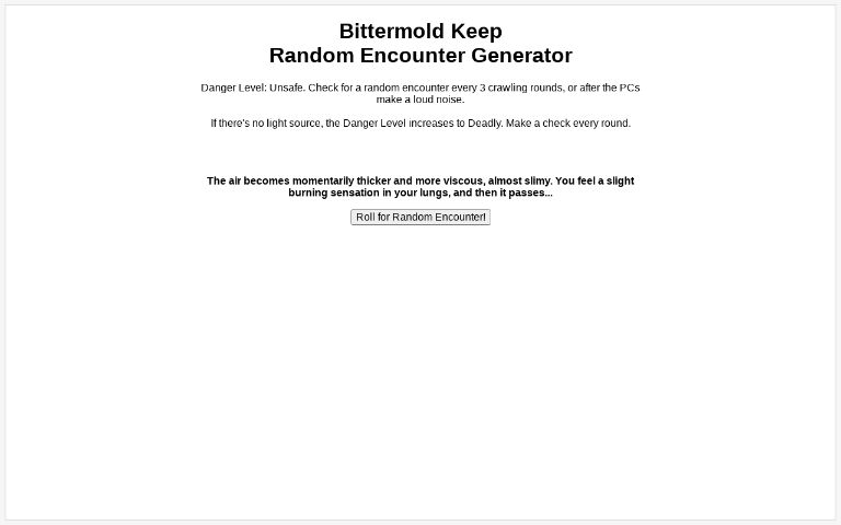 Bittermold Keep Random Encounter Generator