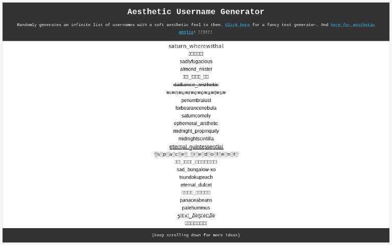 Aesthetic Username Generator