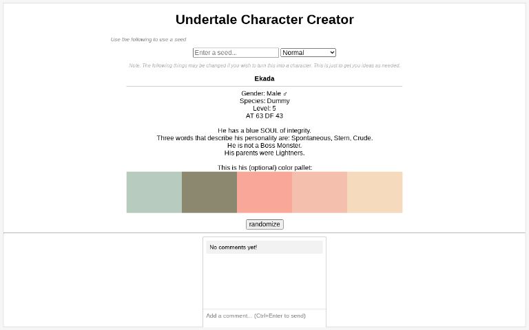 Undertale Character Creator ― Perchance Generator
