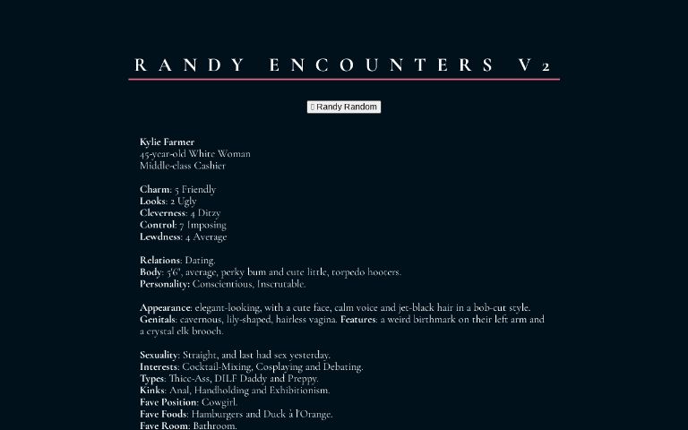Randy Character v2 ― Perchance Generator