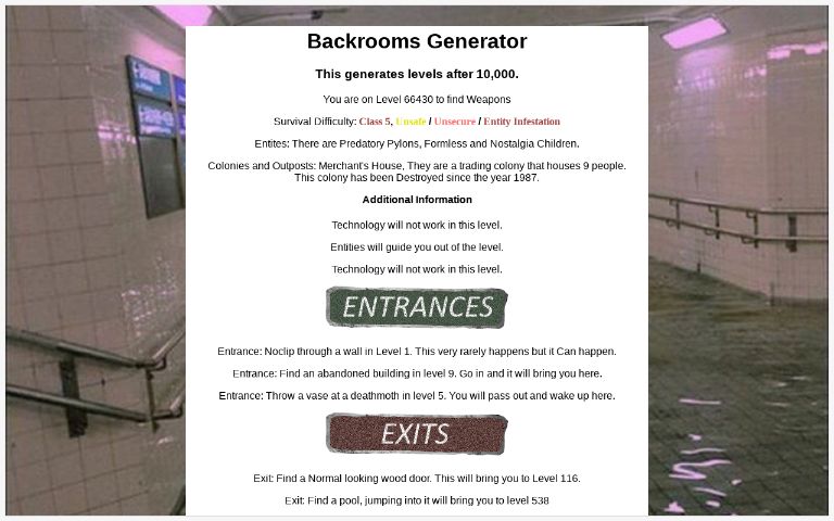 Backrooms Generator