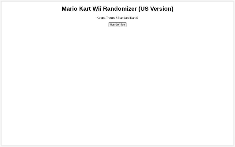 Mario Kart Wii Randomizer (US Version) ― Perchance Generator