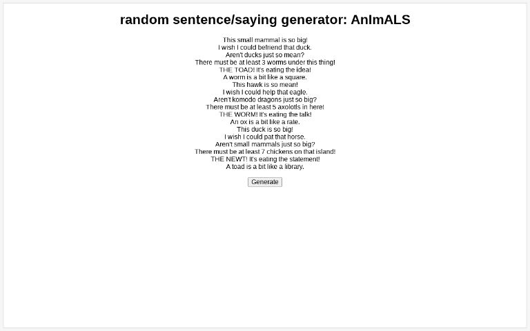 random sentence/saying generator: AnImALS