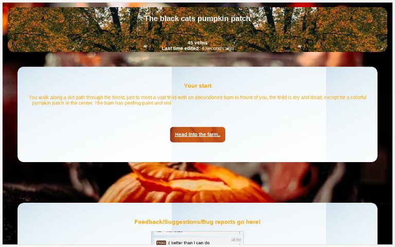 The black cats pumpkin patch ― Perchance Generator