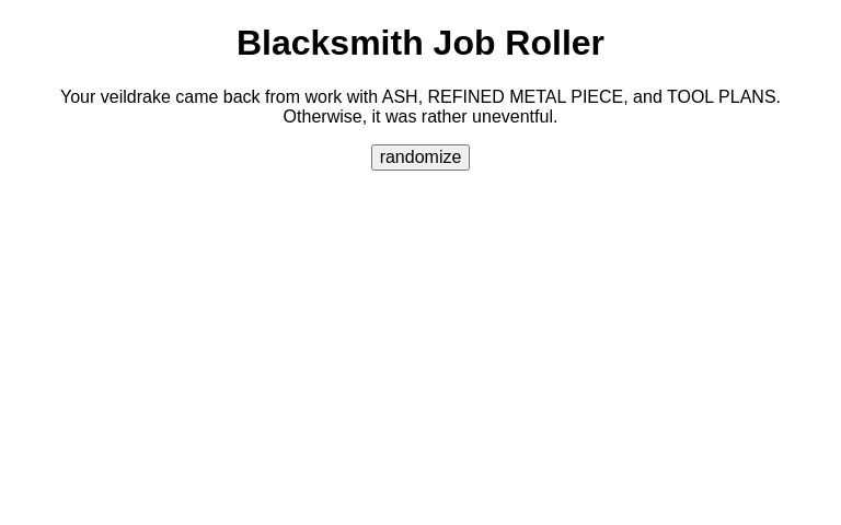 Blacksmith Job Roller ― Perchance Generator
