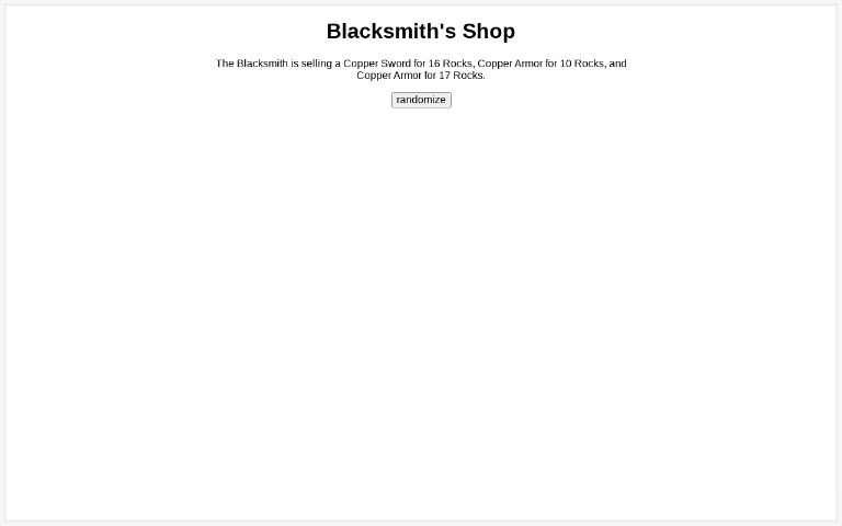 Blacksmith's Shop ― Perchance Generator