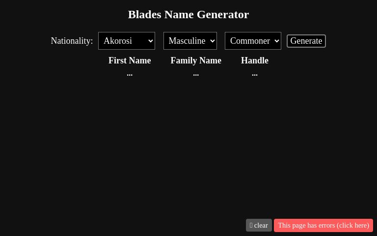 Blades Name Generator
