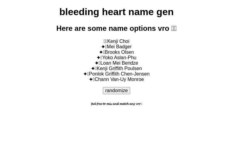bleeding heart name gen