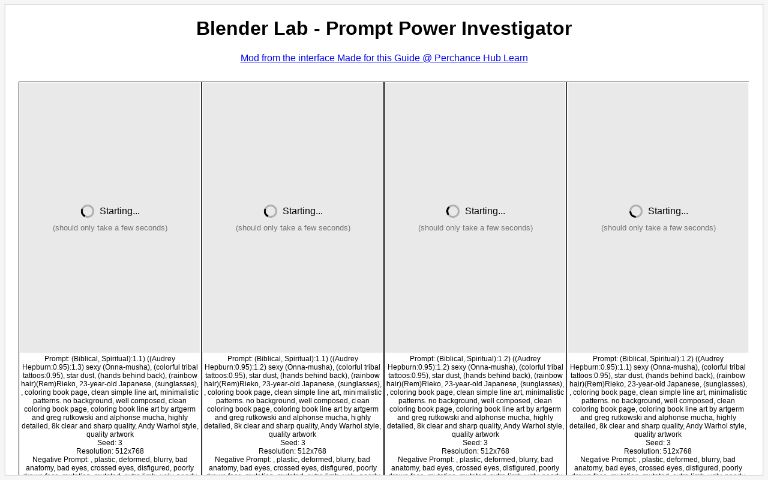 Blender Lab - Prompt Power Investigator ― Perchance Generator
